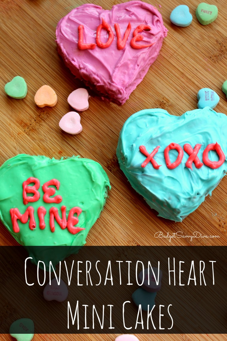 Conversation Heart Mini Cakes Recipe - Budget Savvy Diva