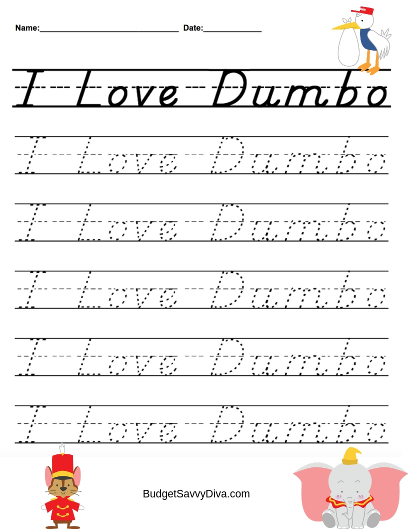 Disney's Dumbo Writing Printable - Budget Savvy Diva