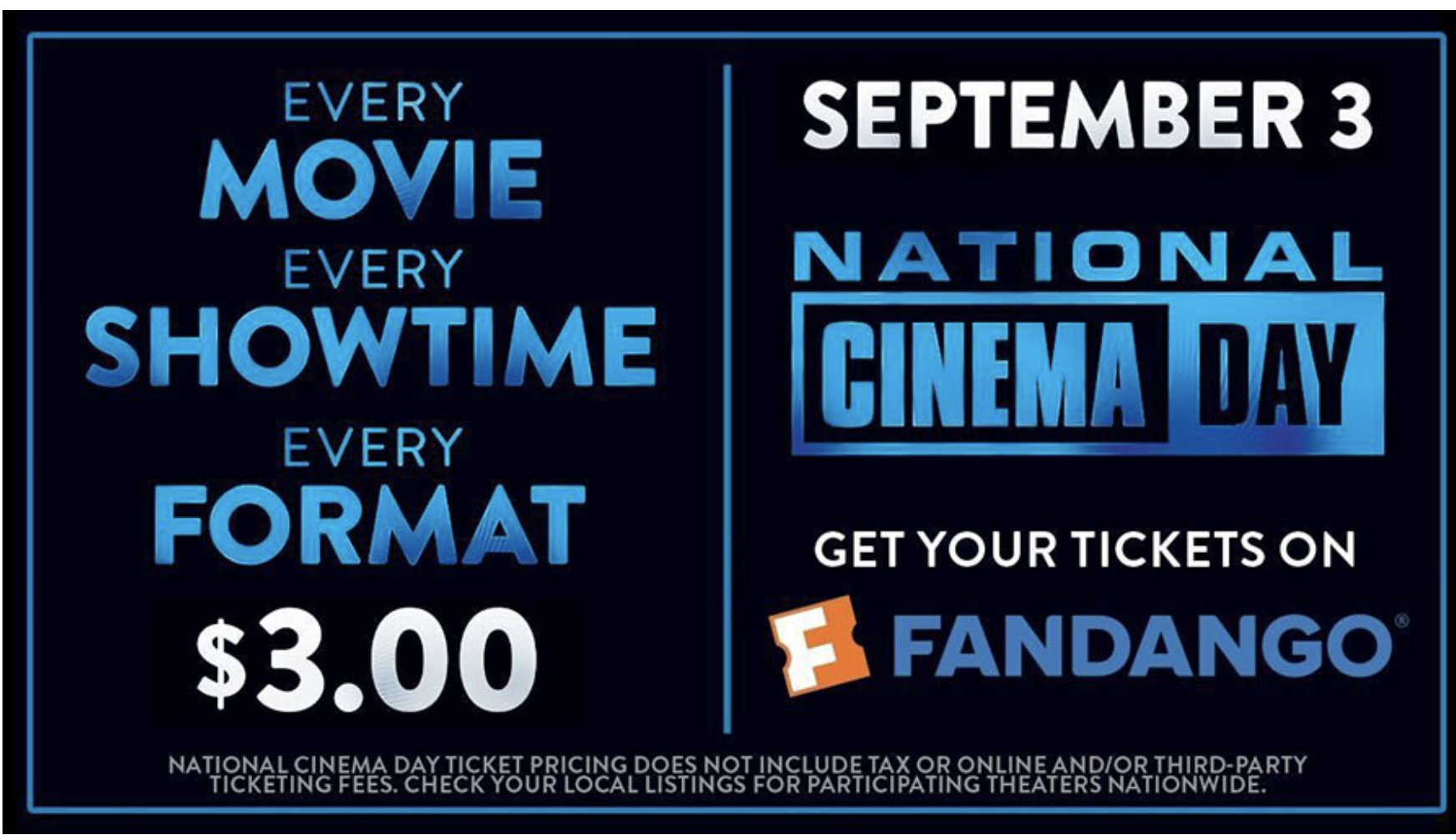 Buy Your $3 Movie Tickets Now on Fandango for National Cinema Day ...