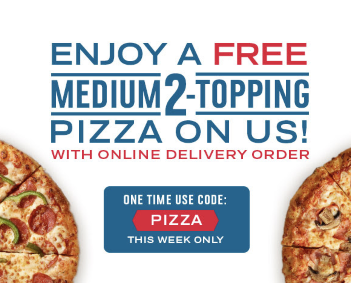 FREE Dominos 2 Topping Medium Pizza - Budget Savvy Diva